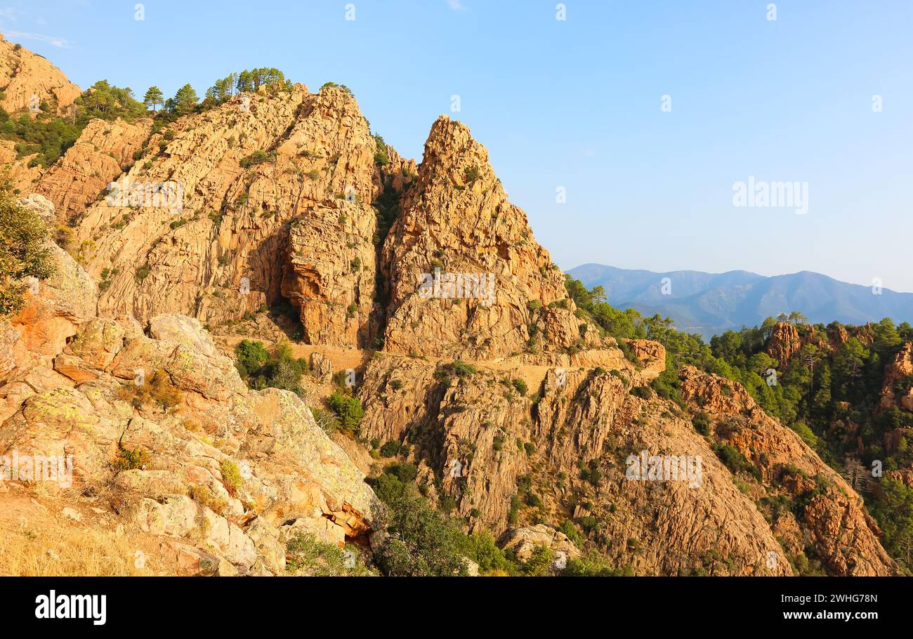fascinating landscape of rocky roses rocks called Badlands or Calanches ...