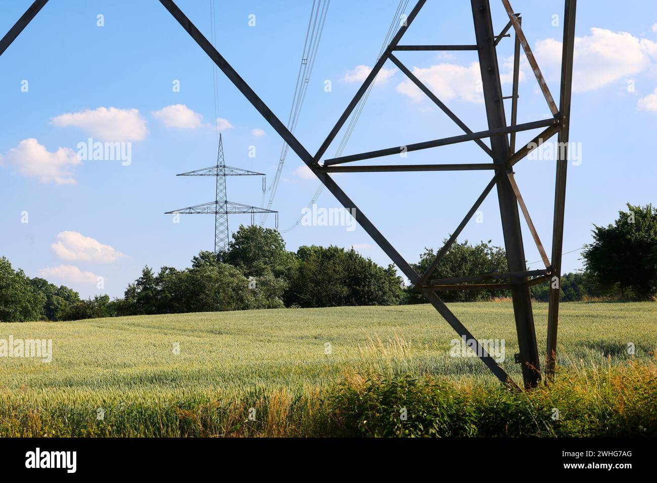 A Power Pylon in the Fields in Hohenlohe, Germany Stock Photo - Alamy