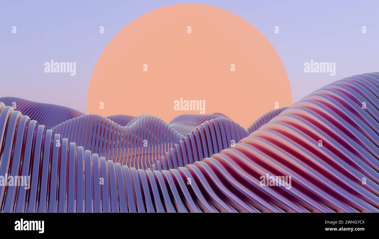 showcases a minimalist design of retro waves with a sun, offering a ...