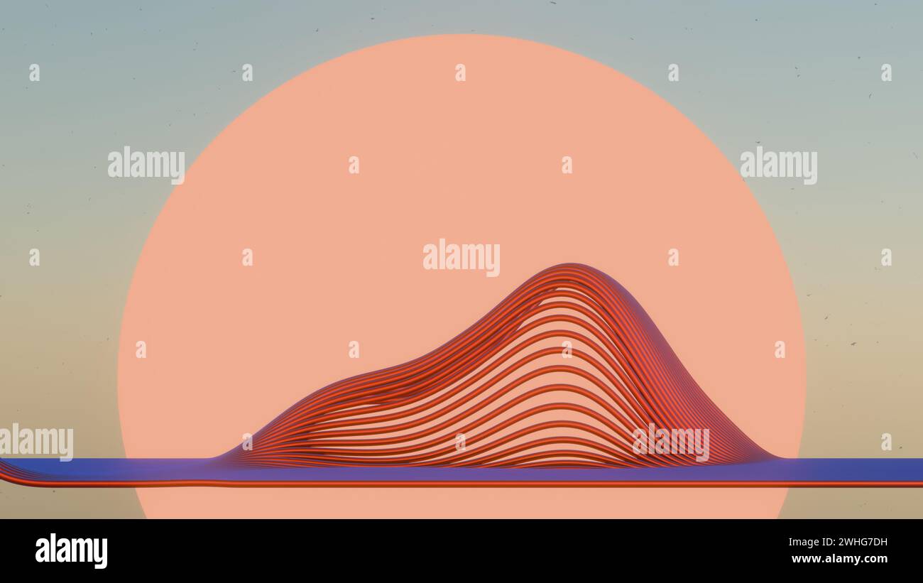 showcases a minimalist design of retro waves with a sun, offering a ...