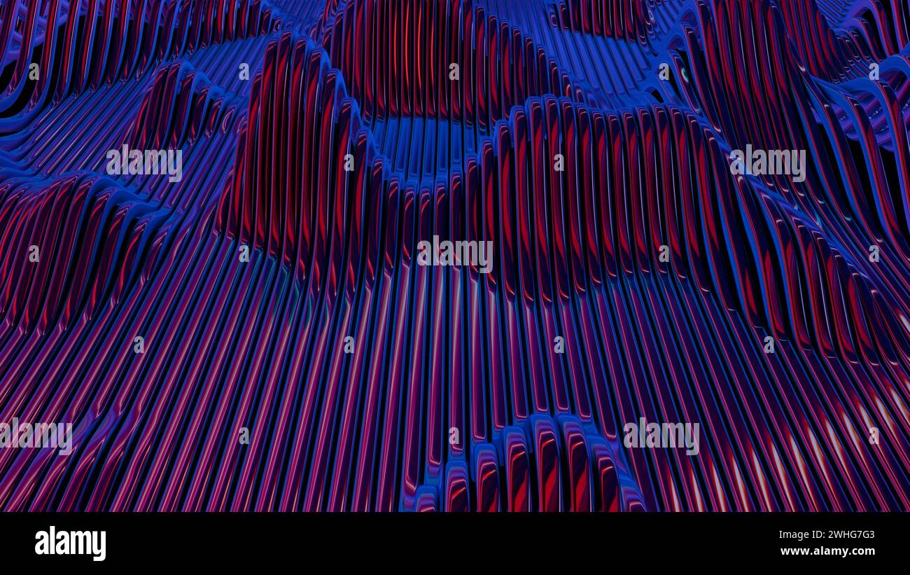 Waves of dynamic waveforms with effects, creating a visually rhythmic and harmonious composition ...