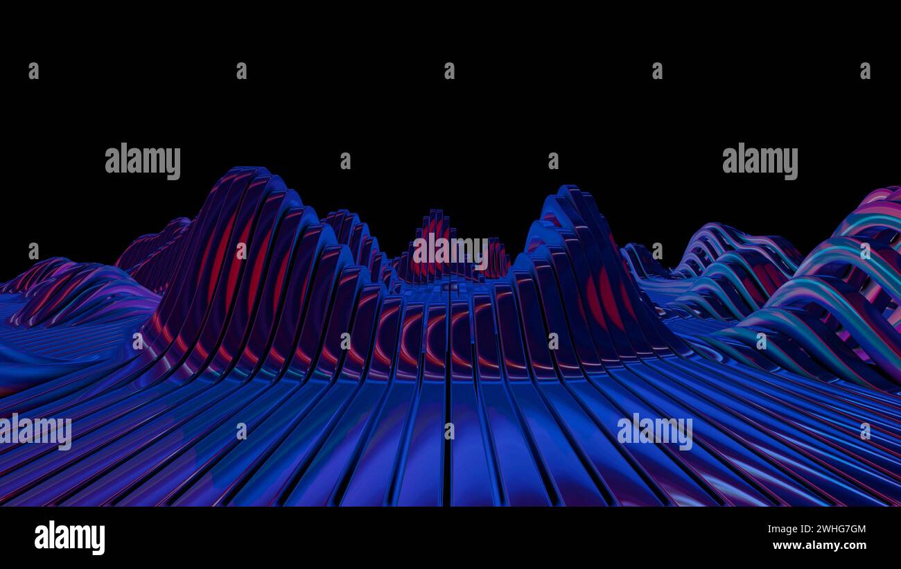 Waves of dynamic waveforms with effects, creating a visually rhythmic ...