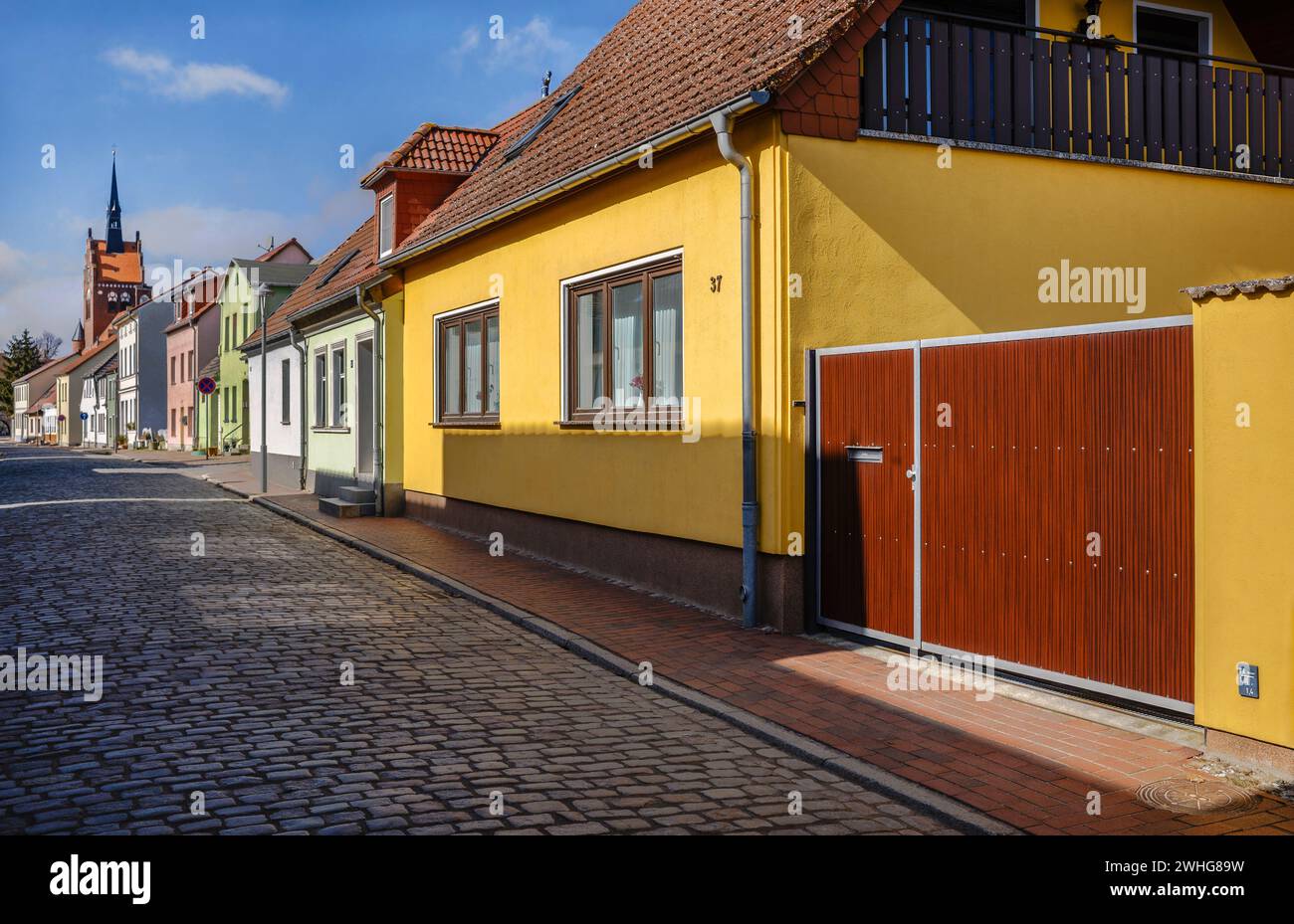 Small town lane Stock Photo - Alamy