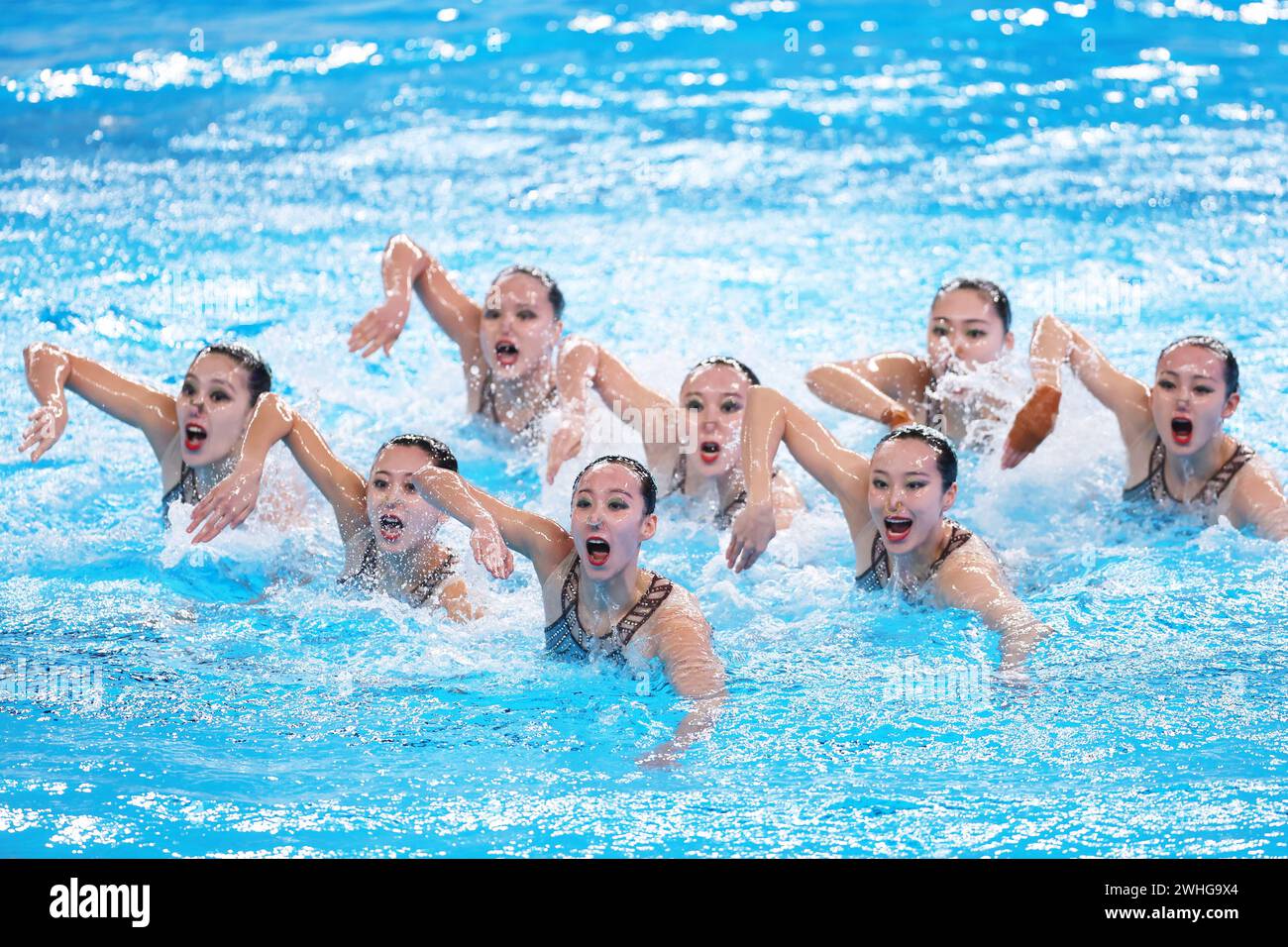 Doha, Qatar. 9th Feb, 2024. China team group (CHN) Artistic Swimming ...