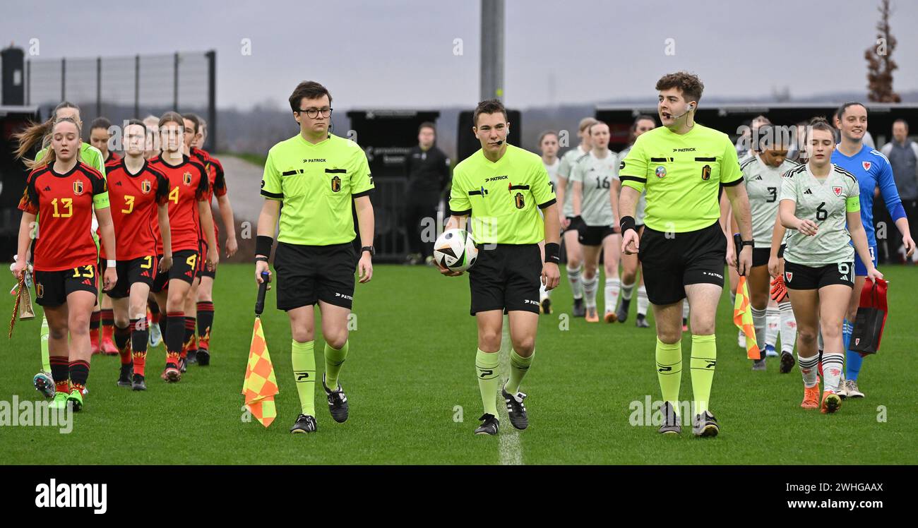 Tubize, Belgium. 08th Feb, 2024. referee Jarne D'Hauwer with assistant ...