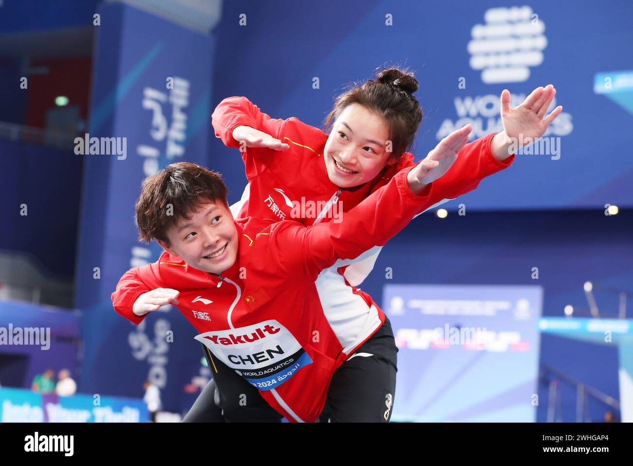 Doha, Qatar. 9th Feb, 2024. (L to R) Yiwen Chen, Yani Chang (CHN ...
