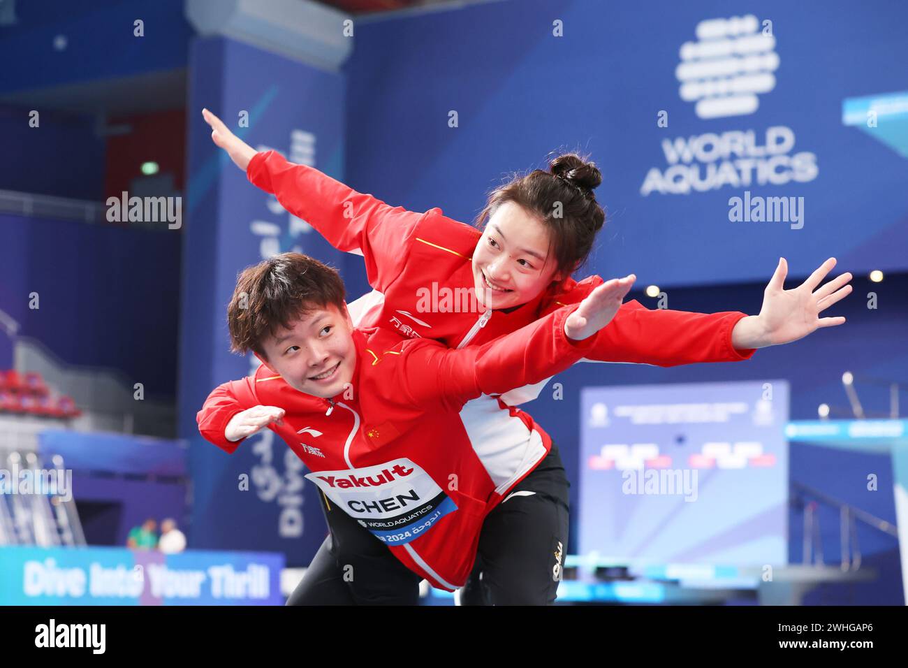 Doha, Qatar. 9th Feb, 2024. (L to R) Yiwen Chen, Yani Chang (CHN ...