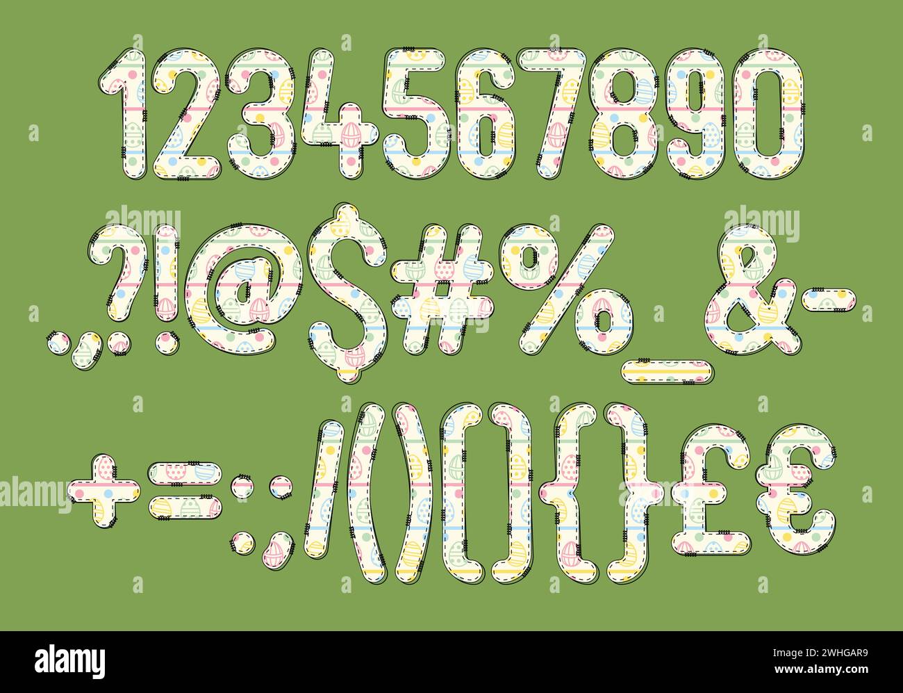Versatile Collection of Pastel Eggs Numbers and Punctuation for Various ...