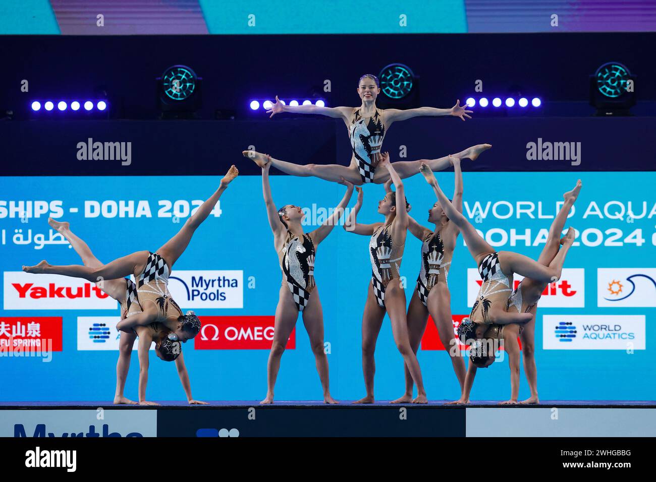 Doha, Qatar. 9th Feb, 2024. Japan team group (JPN) Artistic Swimming ...