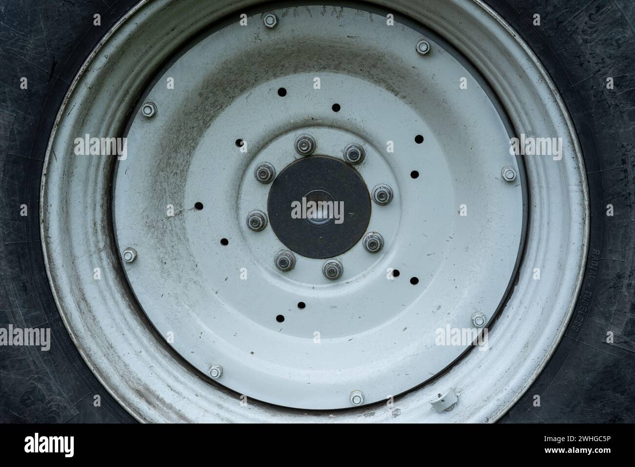 White wheel hub of a tractor Stock Photo - Alamy