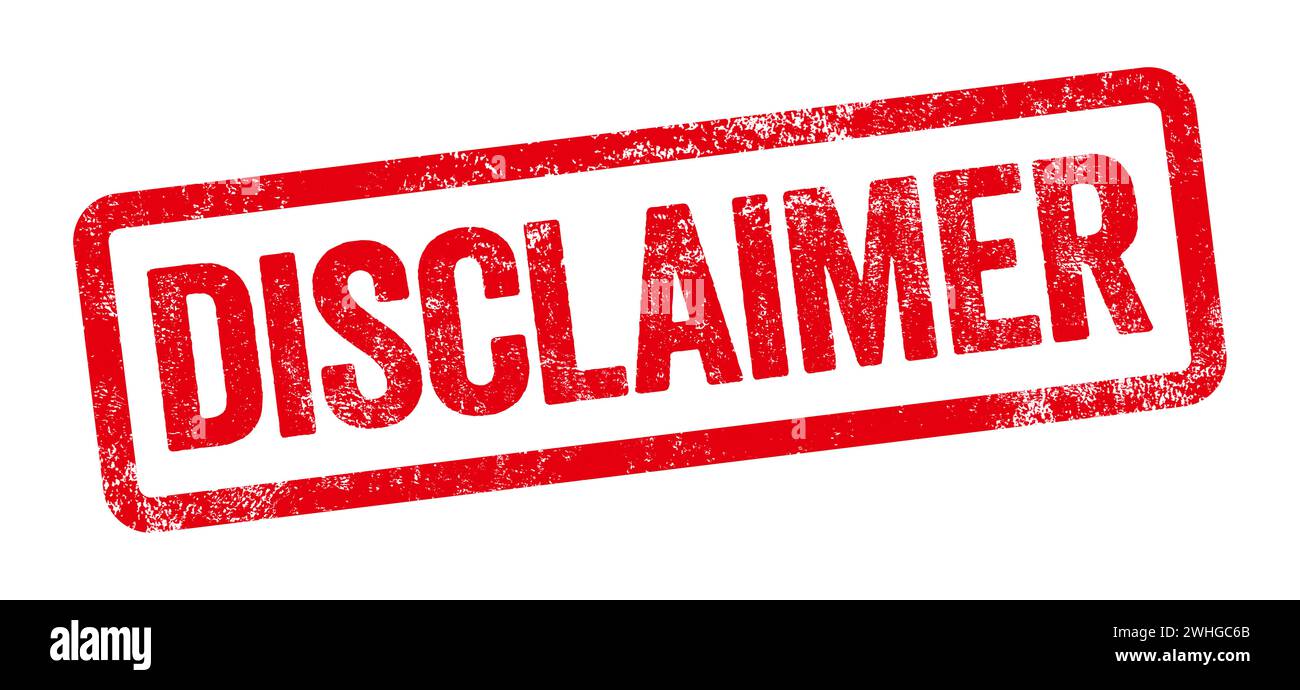 Red stamp on a white background - Disclaimer Stock Photo - Alamy