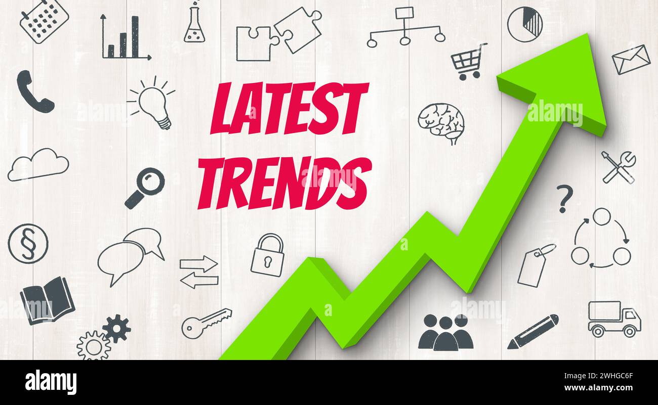 Ascending arrow with icons - Latest Trends Stock Photo - Alamy