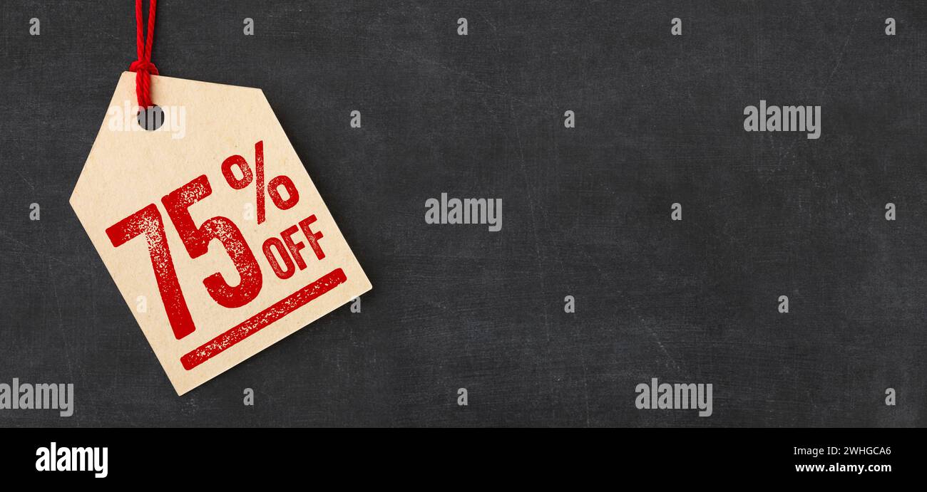 75 percent reduction sign hi-res stock photography and images - Alamy