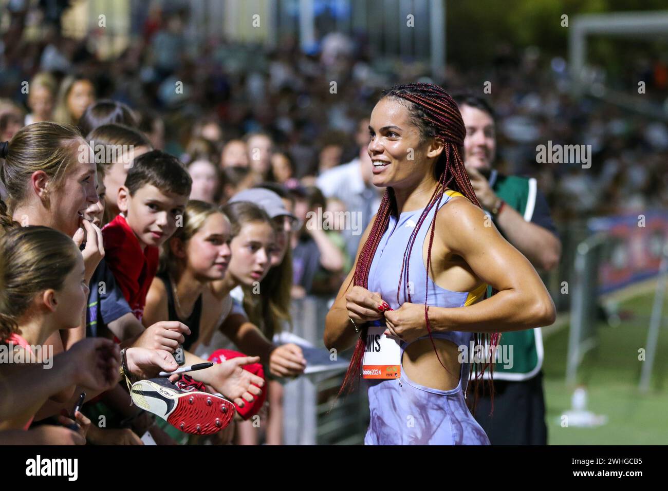 Adelaide, Australia. 10th Feb, 2024. Torrie Lewis wins the womens 200m ...