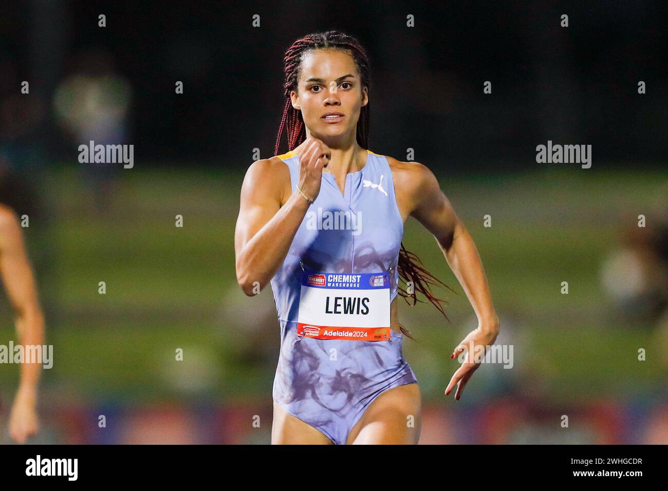 Adelaide, Australia. 10th Feb, 2024. Torrie Lewis wins the womens 200m ...