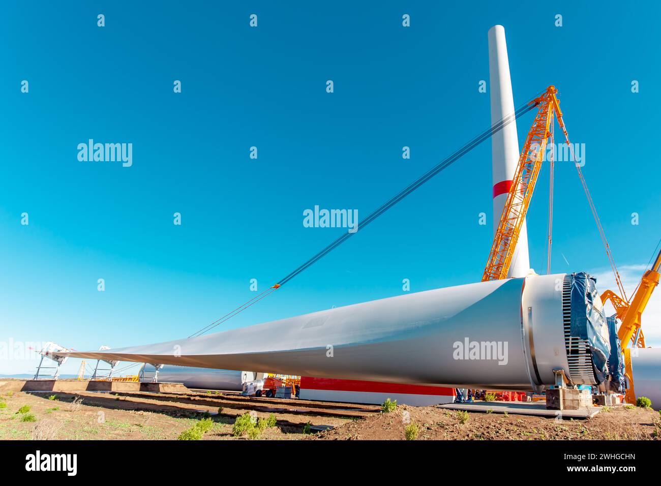 Blades of Windturbine. Building and assembling a construction ...