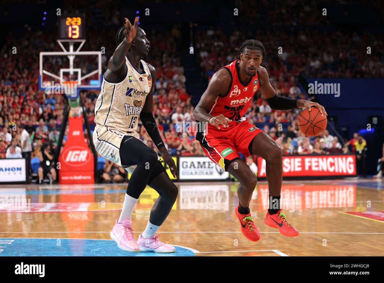 Perth, Australia. 10th Feb, 2024. Alexandre Sarr of the Wildcats drives ...
