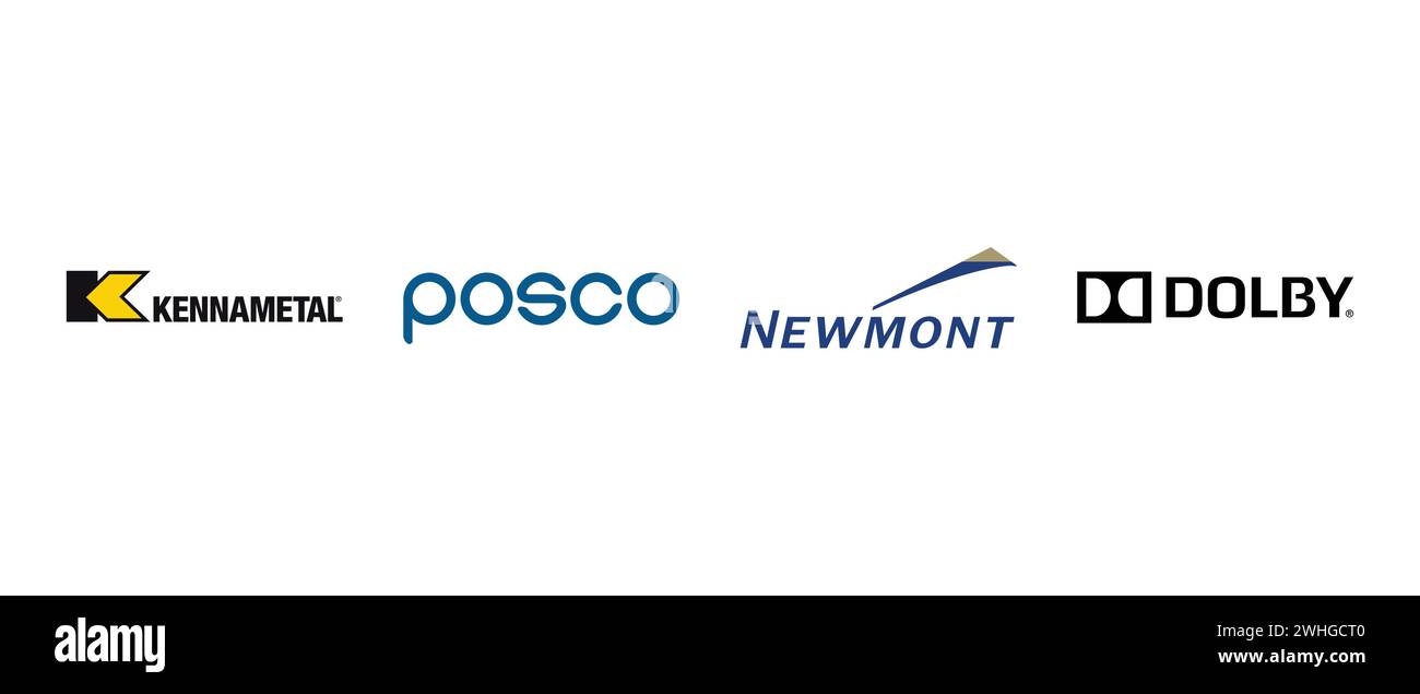Newmont, Dolby, Kennametal, Posco. Vector illustration, editorial logo ... Newmont, Dolby, Kennametal, Posco. Vector illustration, editorial logo ...