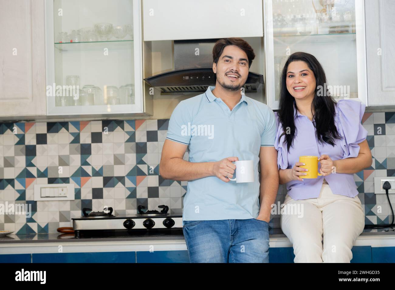 Indian couple fun kitchen hi-res stock photography and images - Alamy