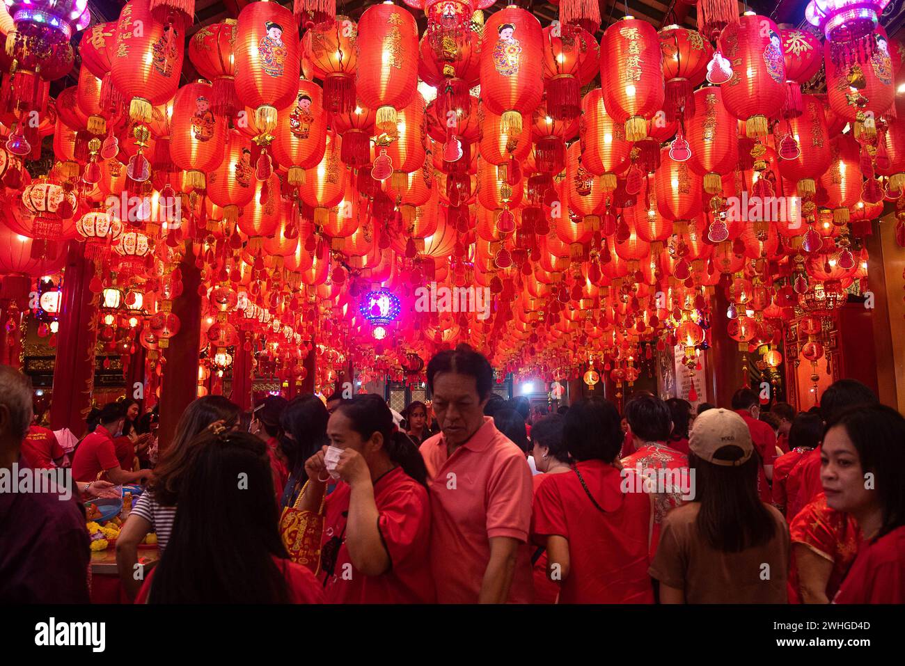 Bangkok, Thailand. 10th Feb, 2024. People seen praying for blessing ...
