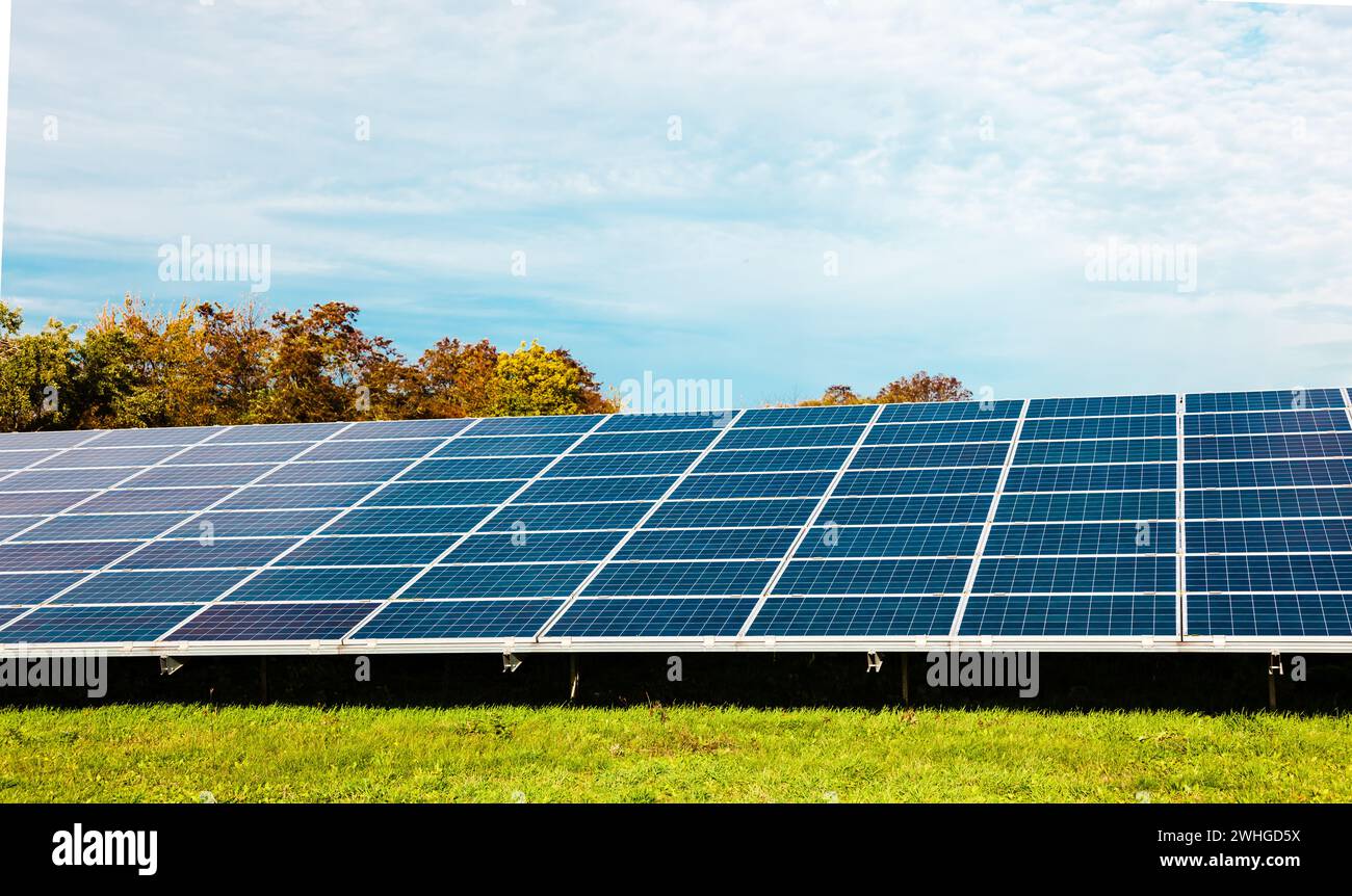Solar panels in a field. photovoltaics, alternative electricity source ...