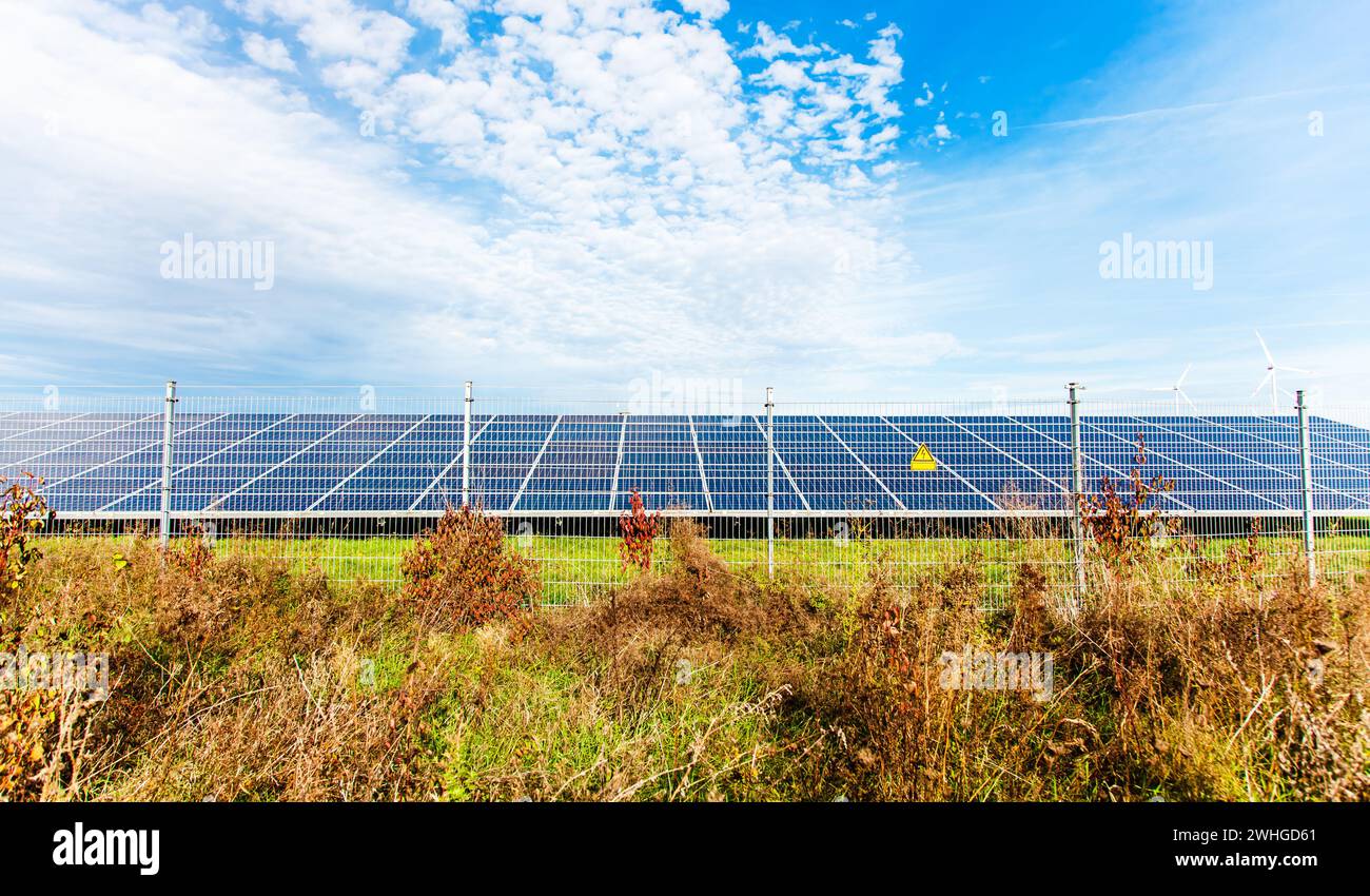 Solar panels in a field. photovoltaics, alternative electricity source ...