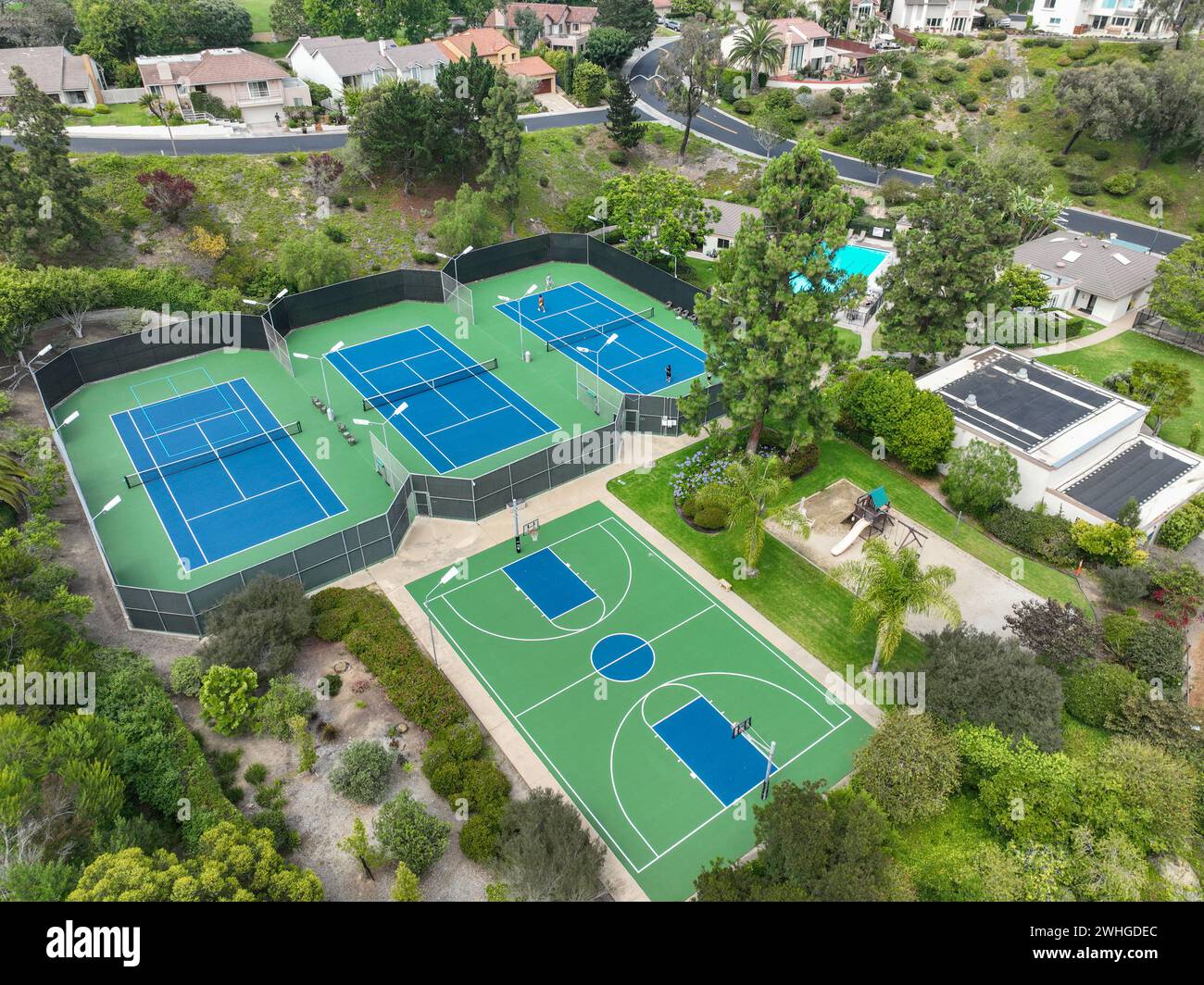 Swimming pool tennis court hi-res stock photography and images - Alamy