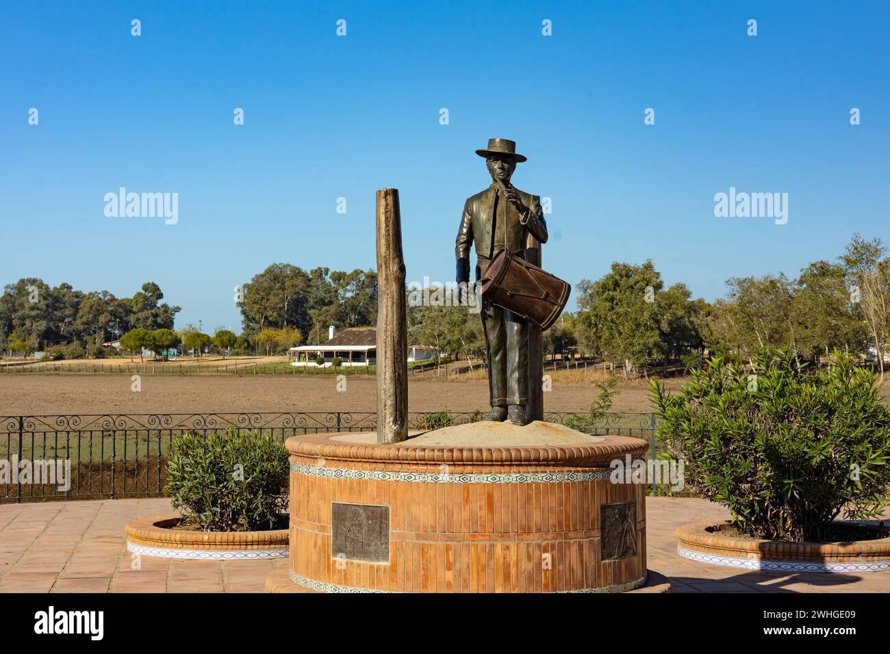 The Drummer statue in El Rocio Stock Photo - Alamy