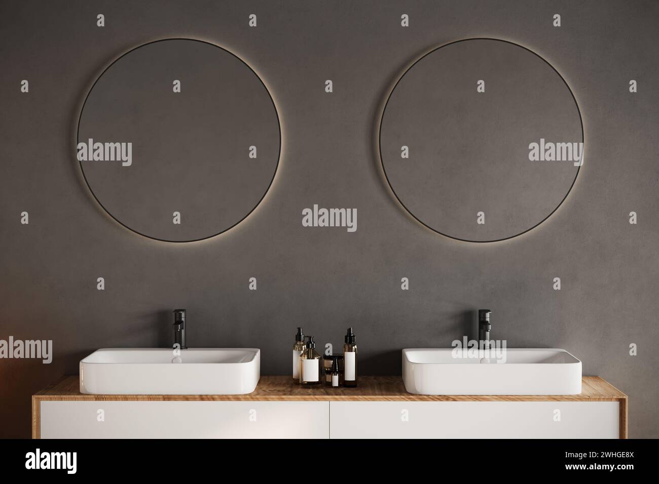 3D render close up perspective blank empty space on double ceramic ...