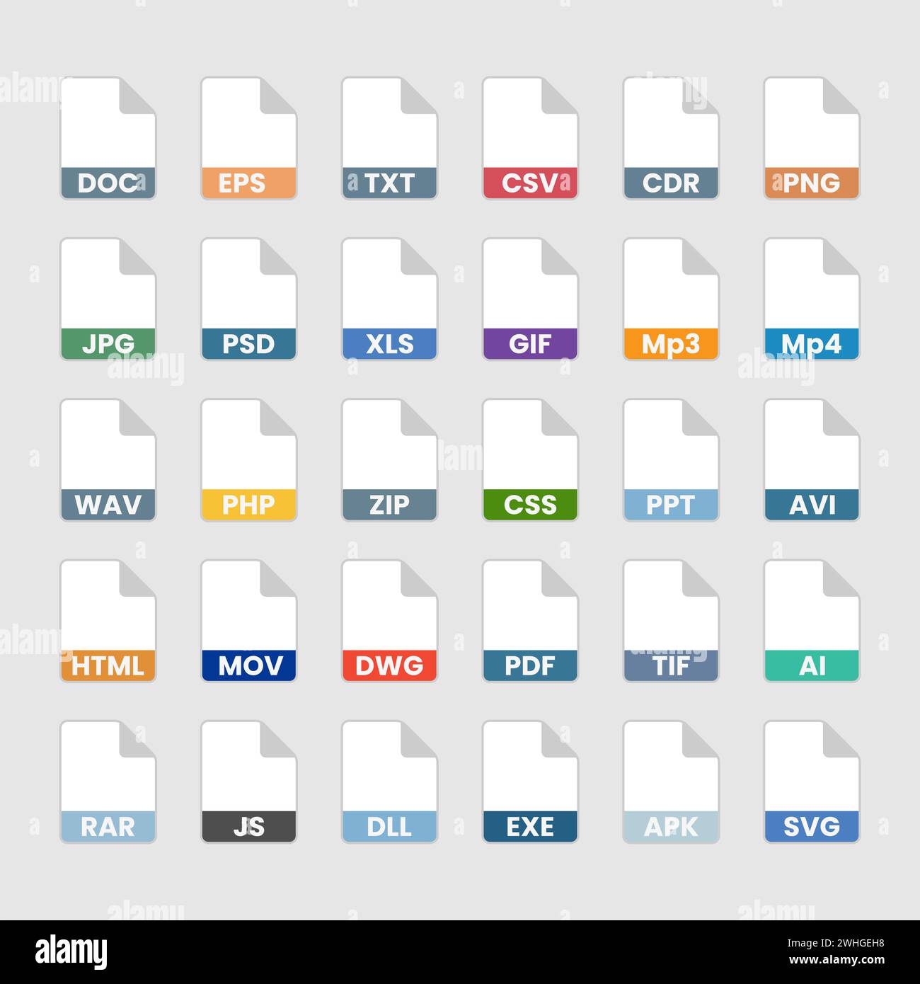 simple icons of various file types Stock Vector Image & Art - Alamy