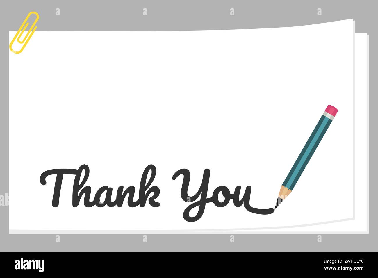 Pencil writing thank you on paper. Vector illustration Stock Vector ...