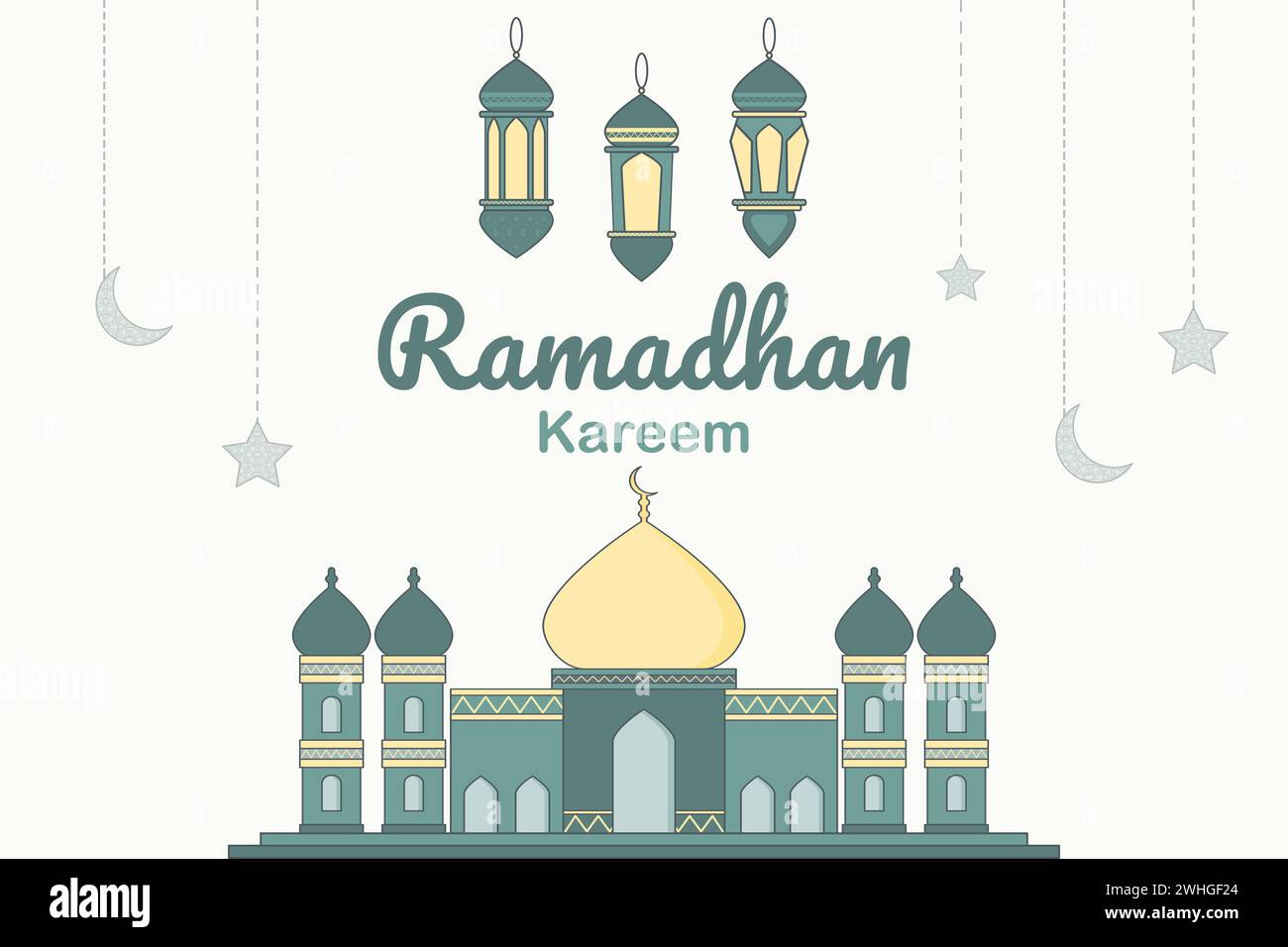 Ramadhan Kareem Concept. Islamic background design with mosque and ...