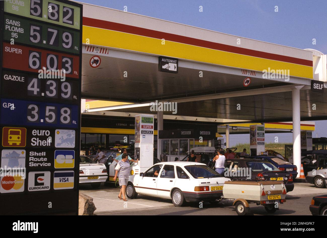 french gaz station old francs money gaz price summer holidays Stock ...