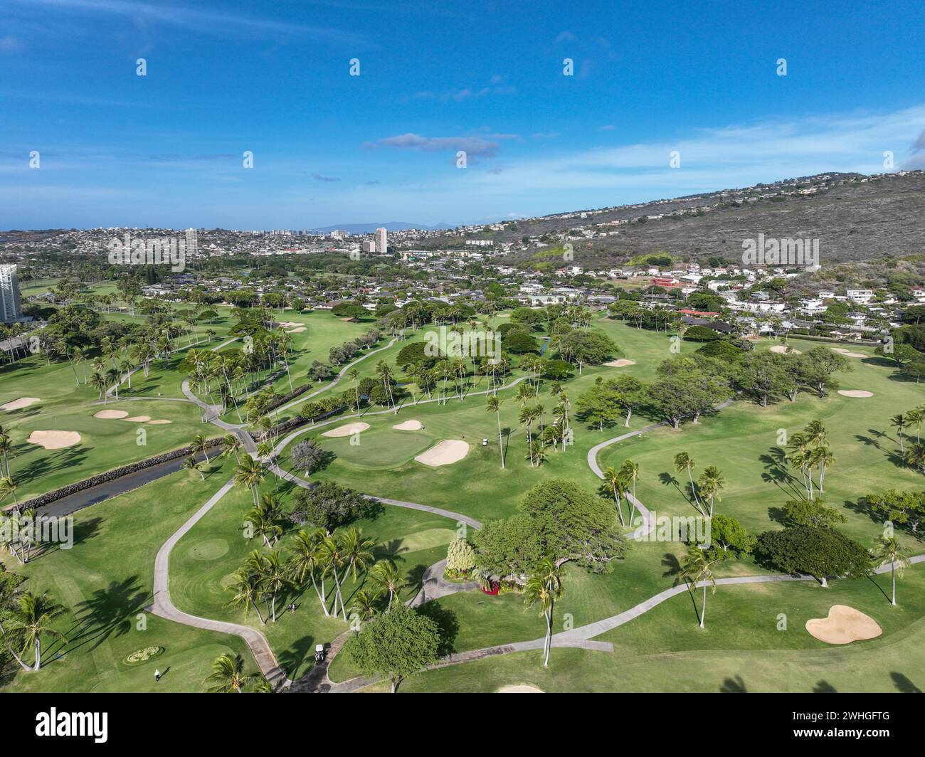 Aerial view of Kahala and the Pacific Ocean, Honolulu, Hawaii Stock ...