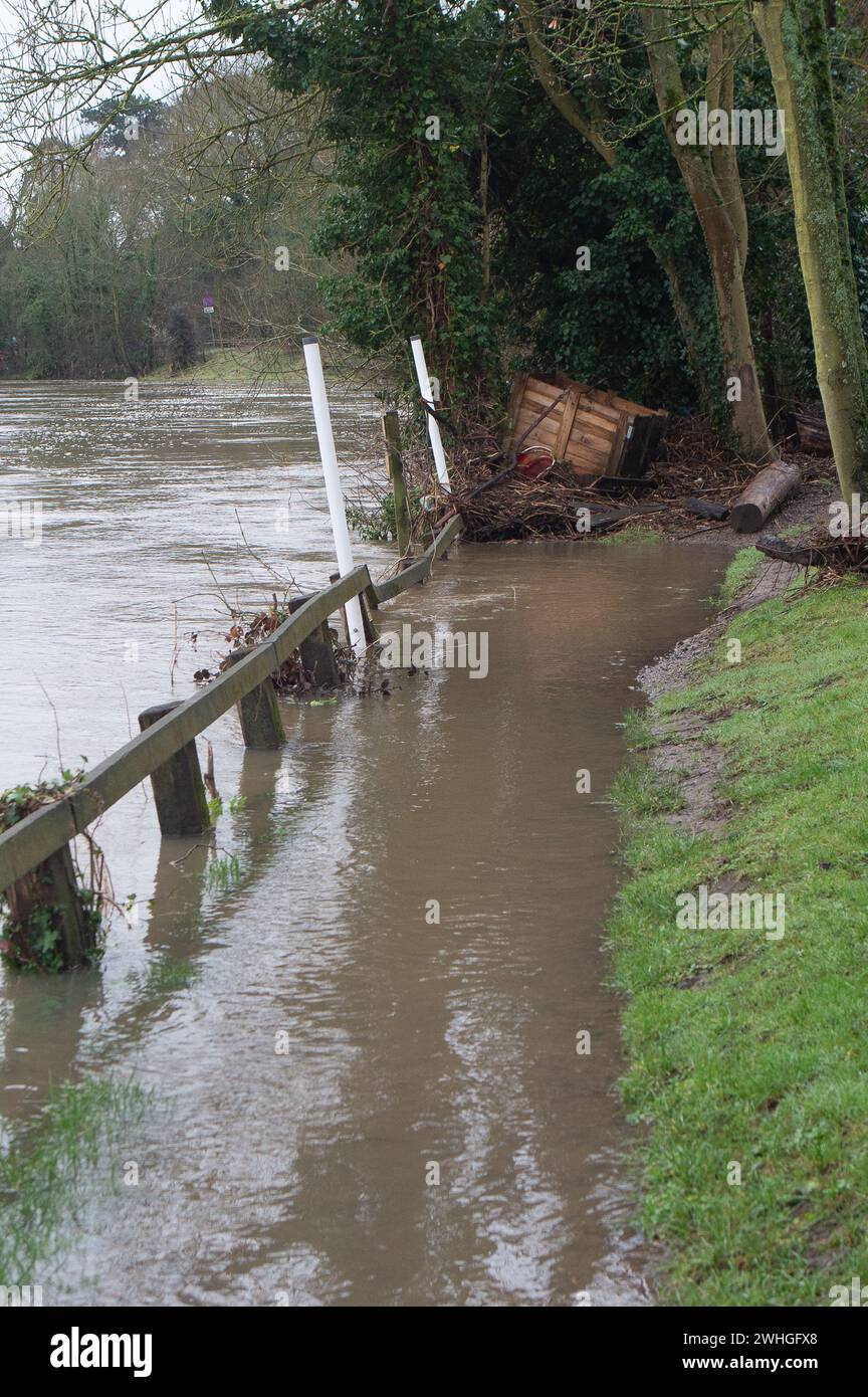 Old Windsor, UK. 10th February, 2024. A Flood Alert is back once again ...