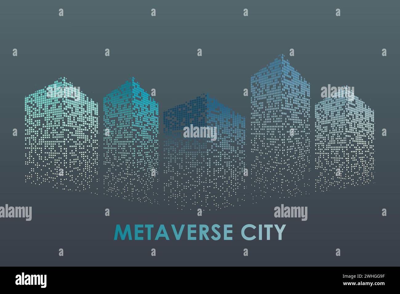 City Buildings Vector Illustration With Dotted Pattern Dotted
