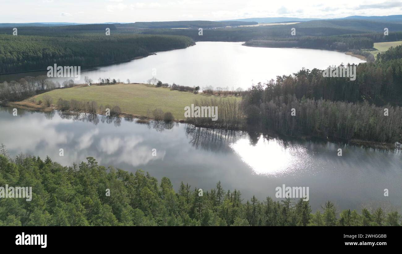 Heyda, Germany. 10th Feb, 2024. View of the wide expanse of water at ...