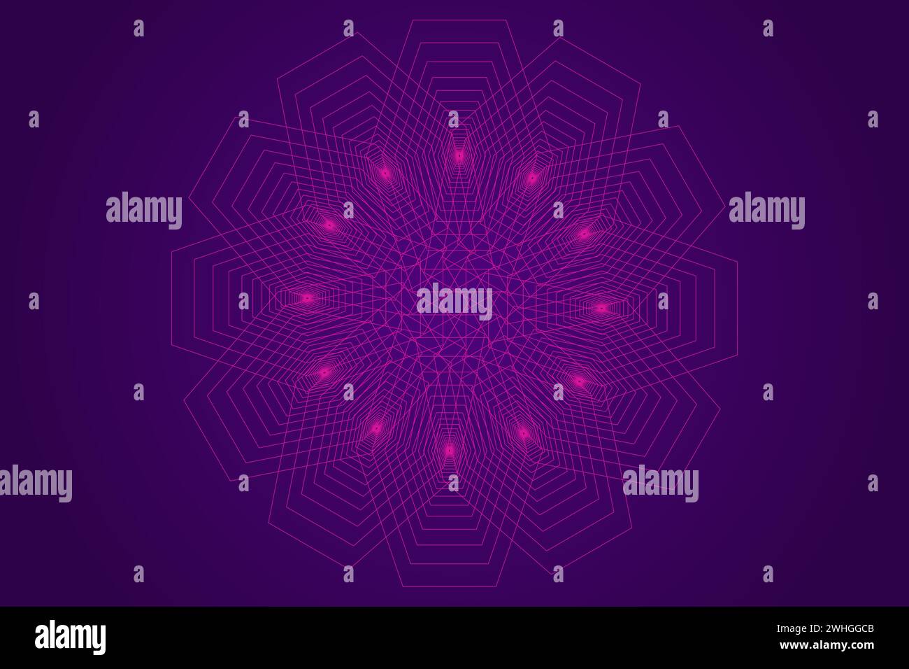 Neon glowing star or flower pattern with pink or dark purple colors ...