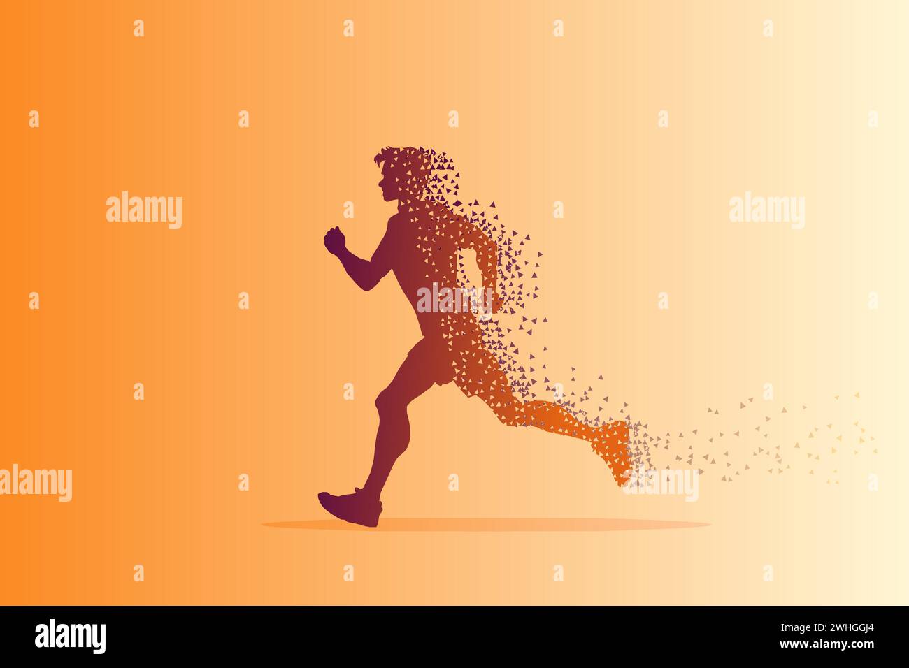 Man Runner Shape With Abstract Geometric Polygon Triangle Pattern Sport Vector Illustration