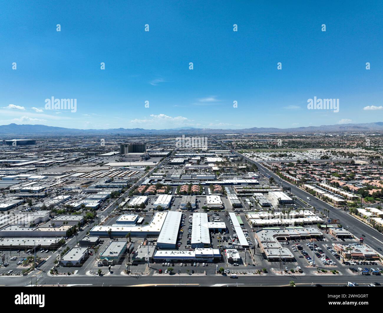 Aerial view across urban suburban communities in Las Vegas Nevada Stock ...