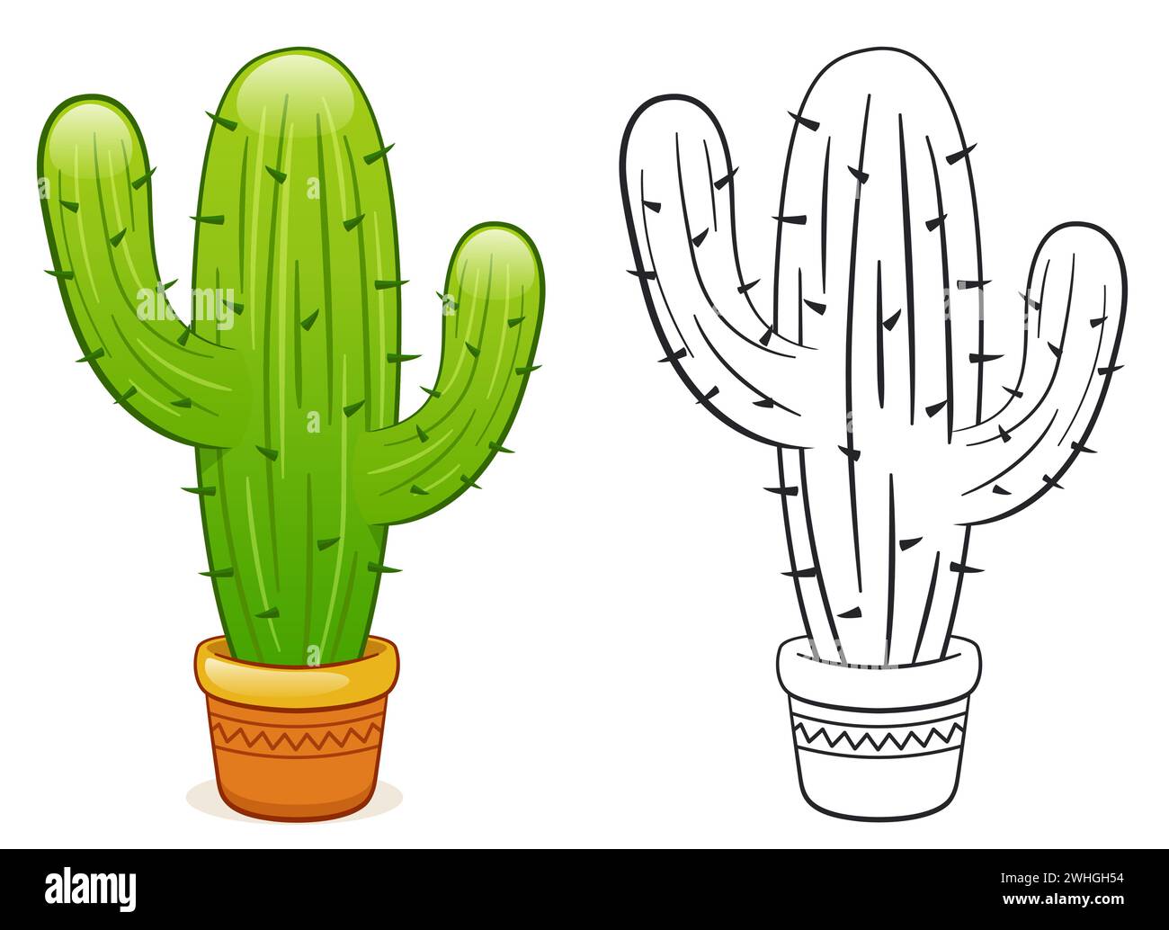 Illustration of cactus colorful and black drawing Stock Vector Image ...