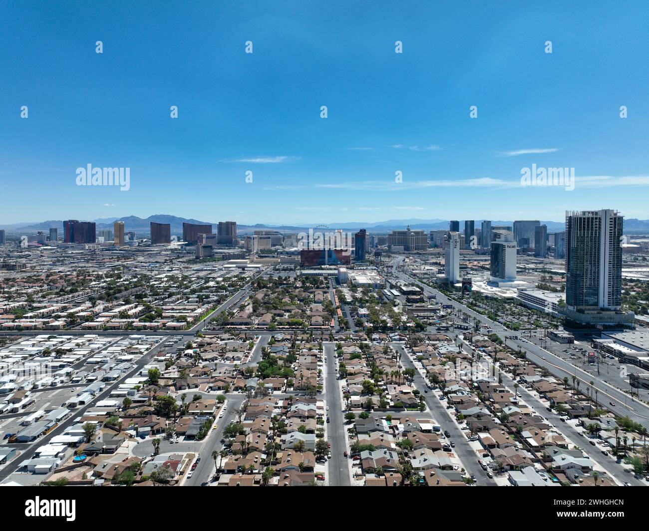 Aerial view across urban suburban communities in Las Vegas Nevada Stock ...