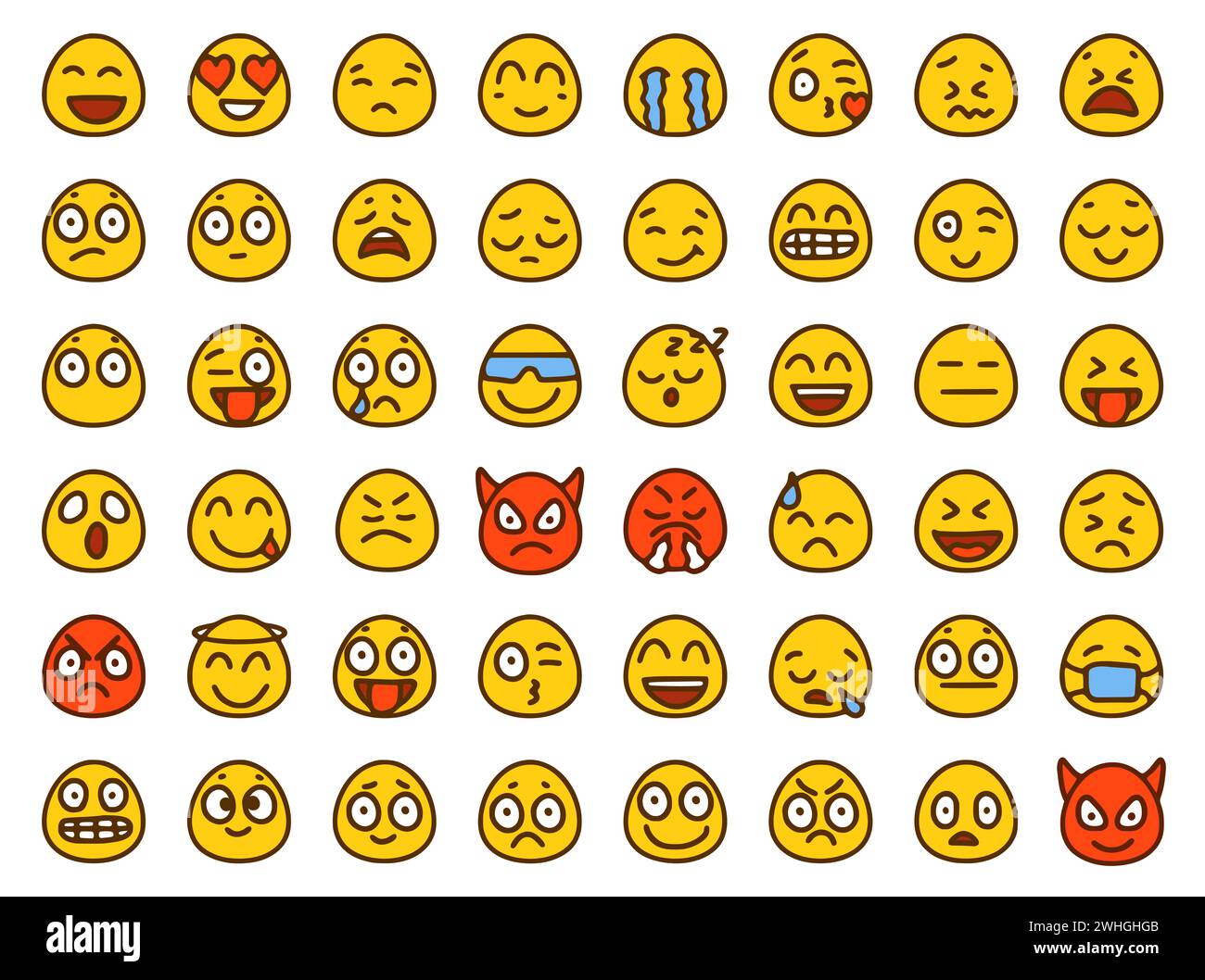 Set of emoticons showing different emotions in cartoon style isolated ...