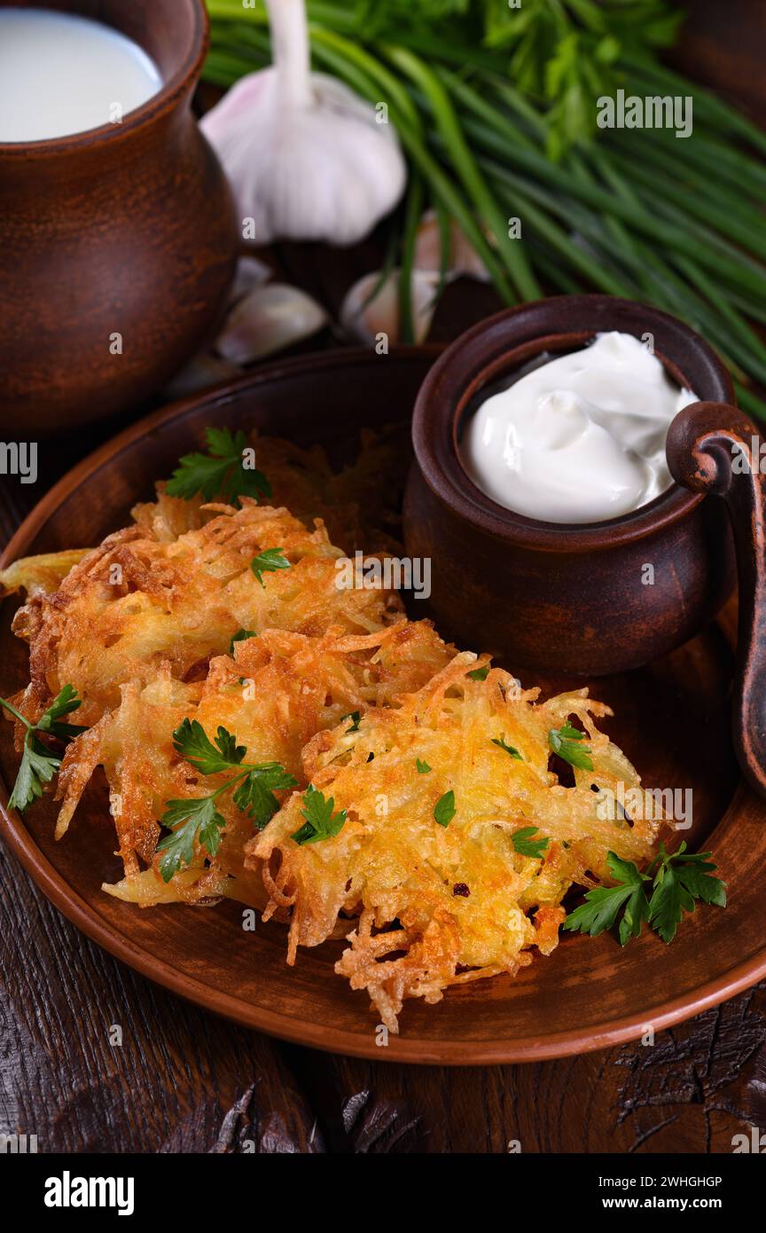 Food crispy potato fritters hi-res stock photography and images - Alamy