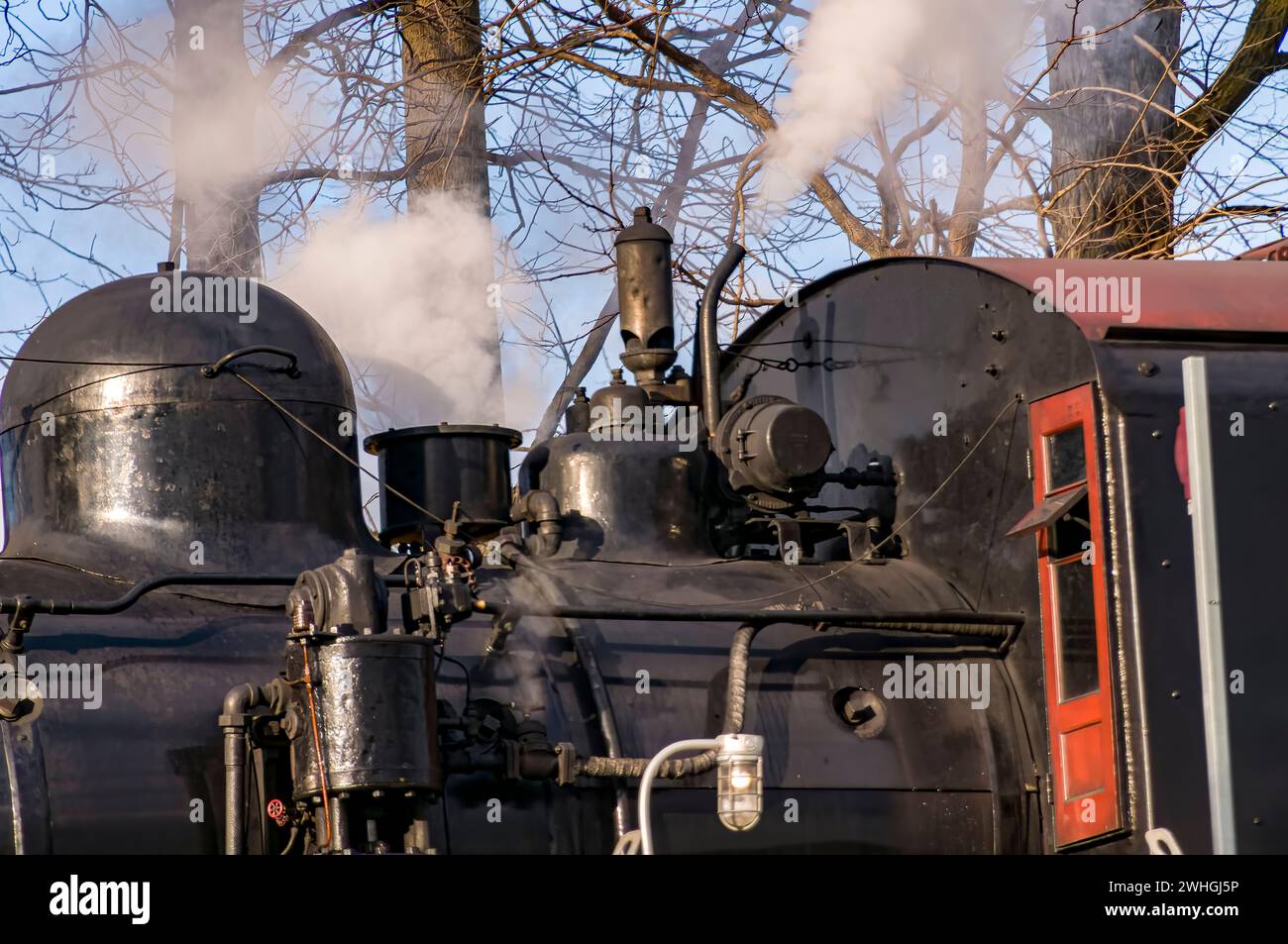 Close Up View of an Antique Steam Engines Whistle and Compressor Stock ...