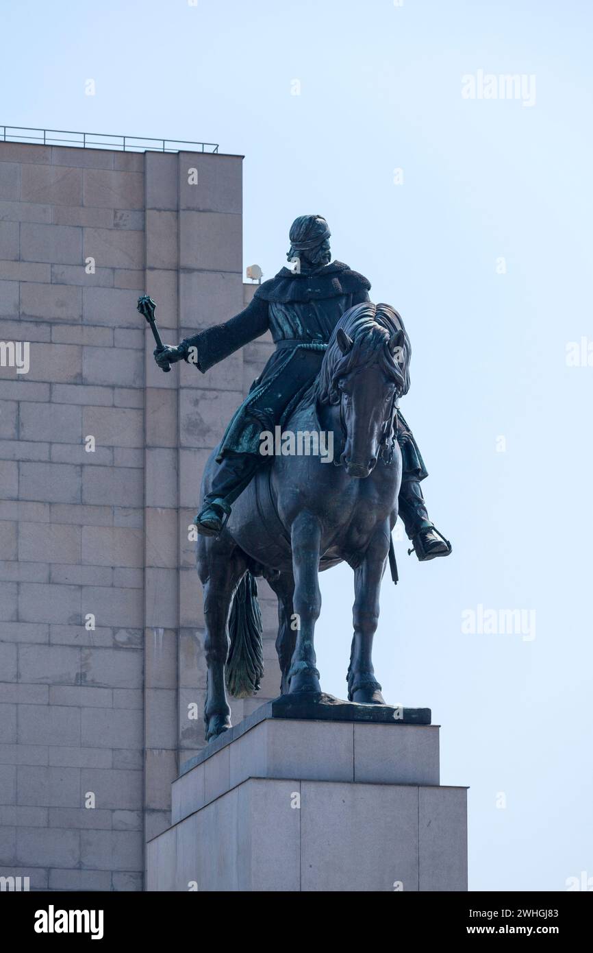 Prague, Czech Republic - June 16 2018: The equestrian statue of Jan ...
