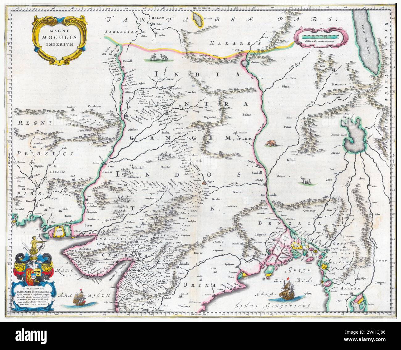 Historical map of The Great Mughal Empire, Willem and Johannes Joan ...