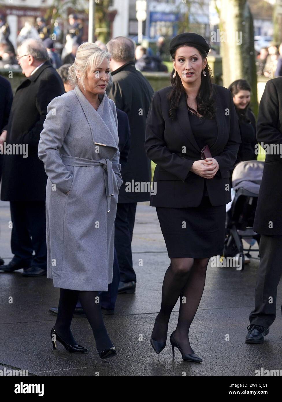 First Minister of Northern Ireland Michelle O'Neill (left) walks with ...