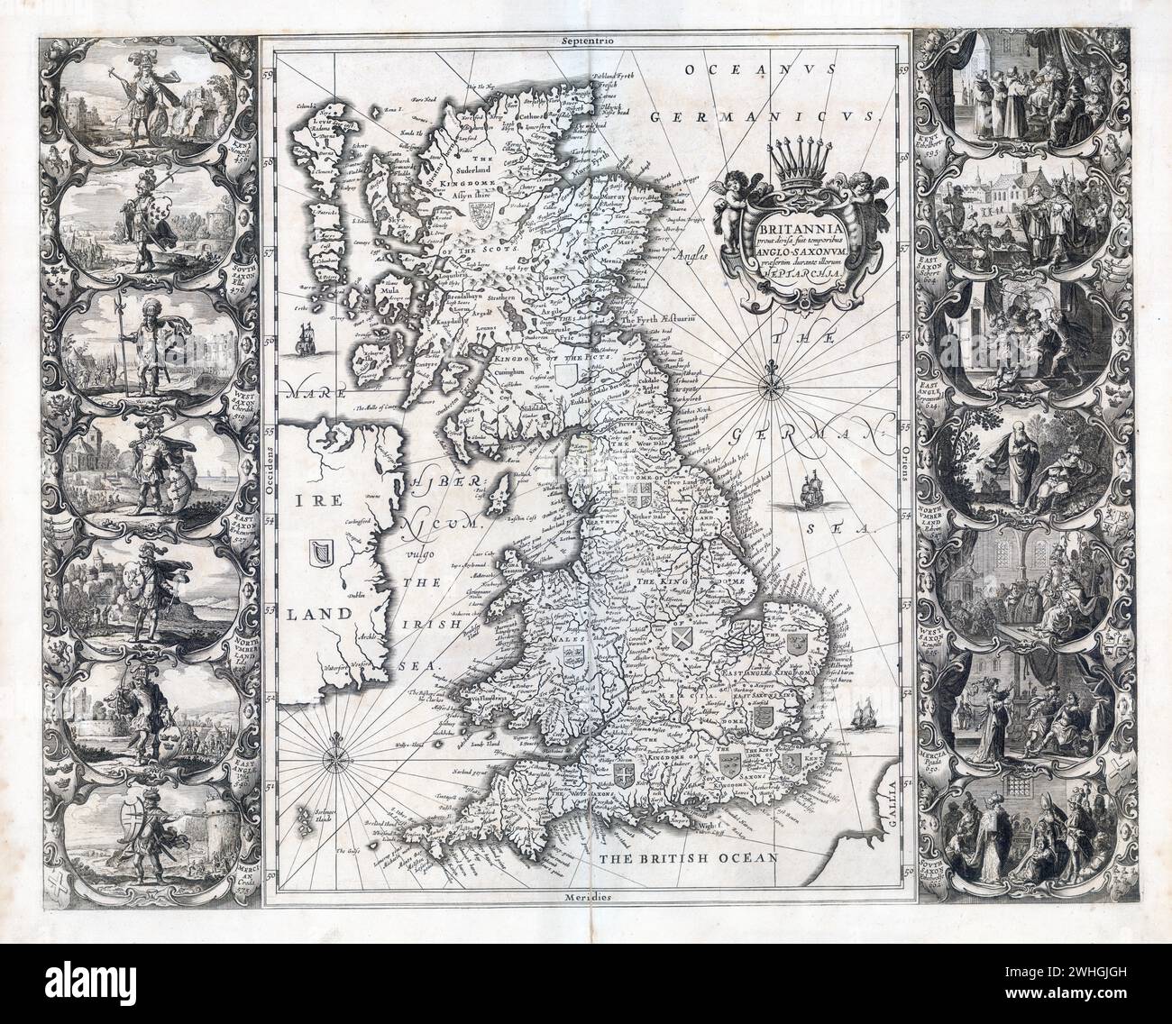 historical map of Great Britain as it was divided in the times of the ...