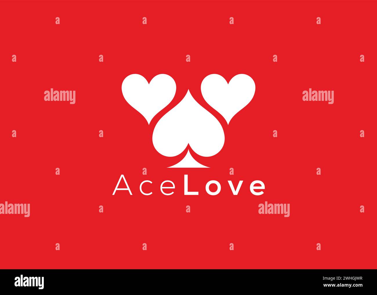 Minimalist Ace Love logo design vector template. Creative red Heart ace ...